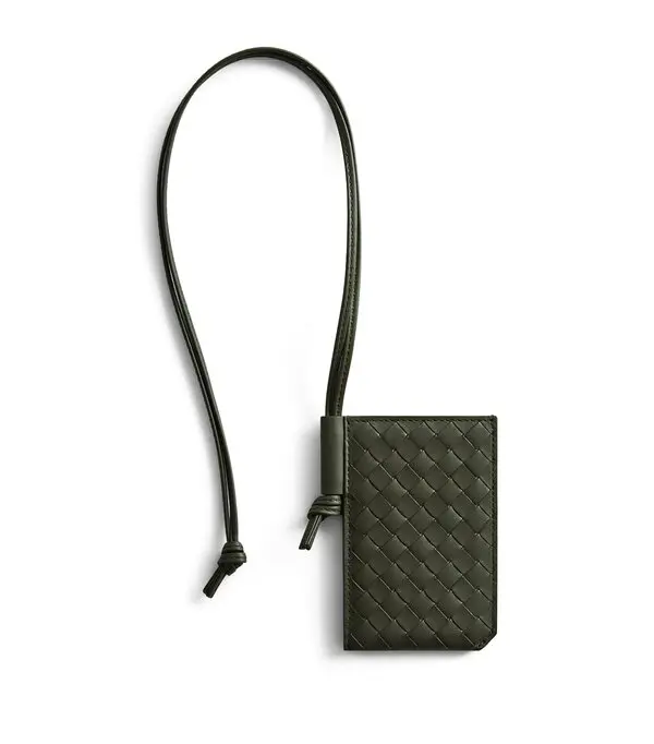 Bottega Veneta Leather Intrecciato Piccolo Badge Holder - Green