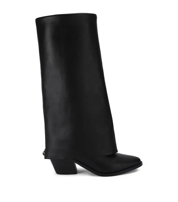 Kurt Geiger Leather Chiltern Foldover Boots 70 - Black