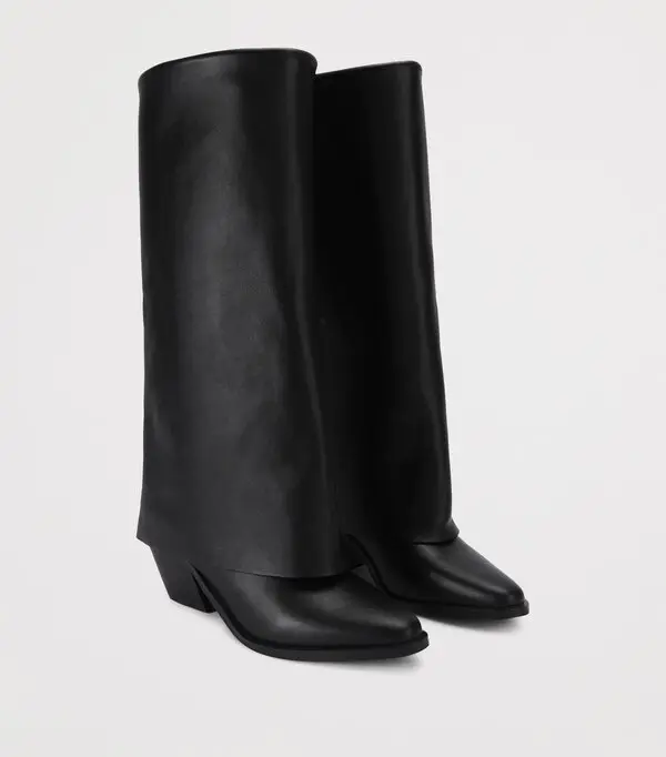 Kurt Geiger Leather Chiltern Foldover Boots 70 - Black