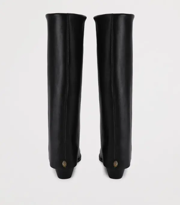 Kurt Geiger Leather Chiltern Foldover Boots 70 - Black