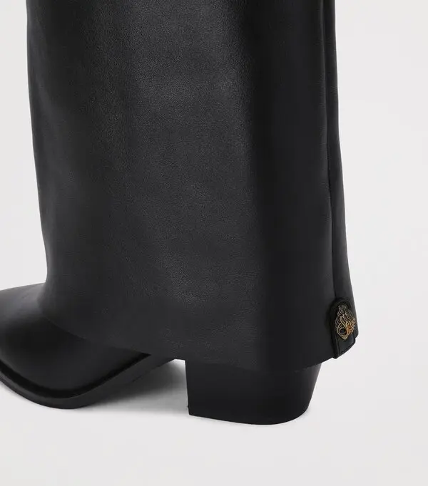 Kurt Geiger Leather Chiltern Foldover Boots 70 - Black