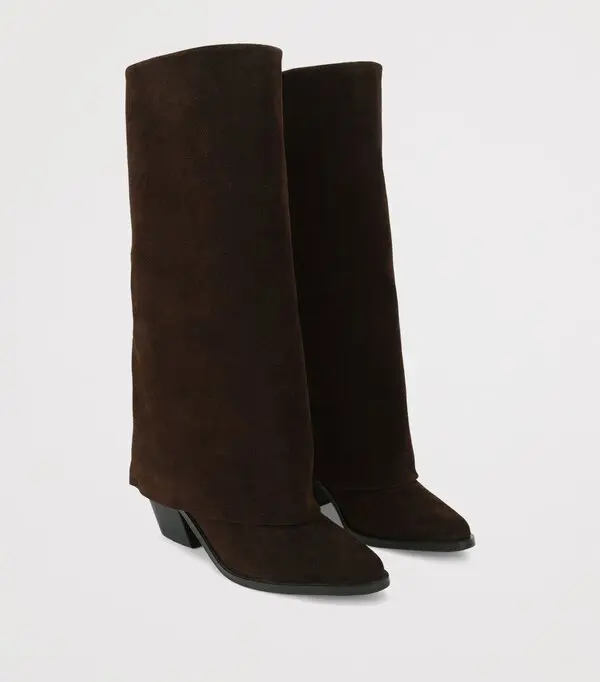 Kurt Geiger Suede Chiltern Foldover Boots 70 - Brown