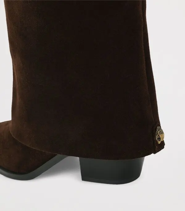 Kurt Geiger Suede Chiltern Foldover Boots 70 - Brown