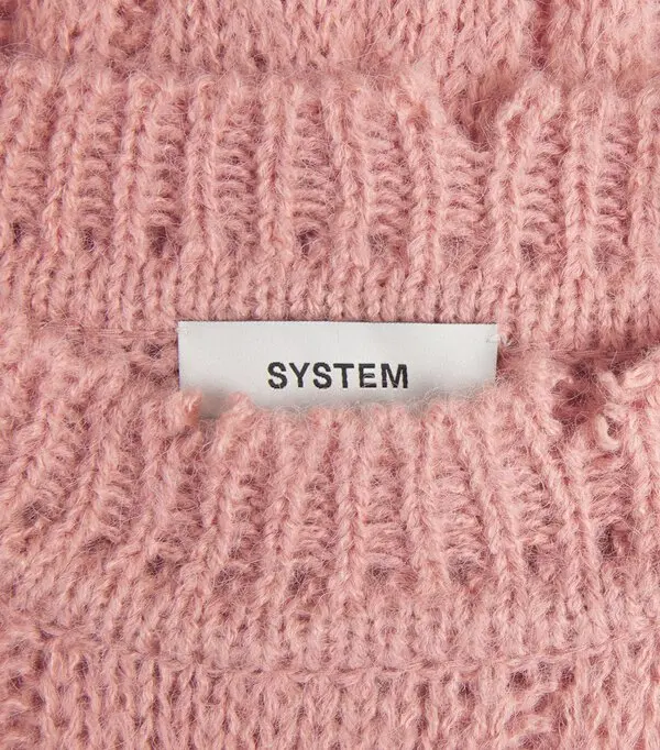 SYSTEM Cable-knit Distressed Sweater