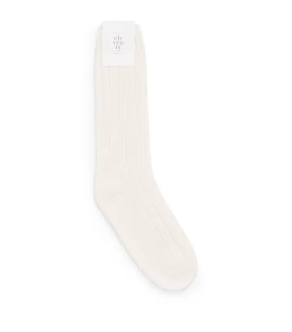 Eleventy Wool-cashmere Blend Ribbed Socks