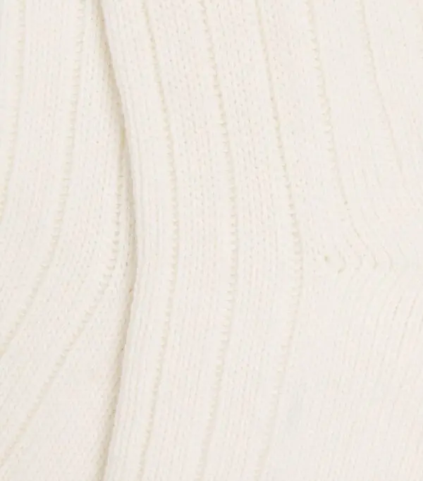 Eleventy Wool-cashmere Blend Ribbed Socks