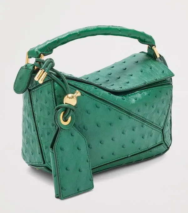 Loewe Mini Ostrich Leather Puzzle Top-handle Bag