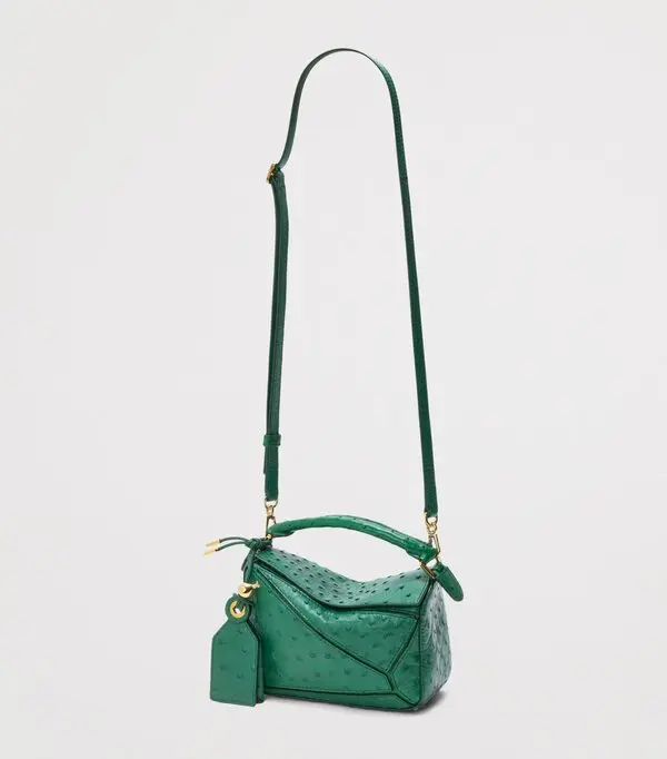 Loewe Mini Ostrich Leather Puzzle Top-handle Bag