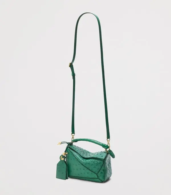 Loewe Mini Ostrich Leather Puzzle Top-handle Bag