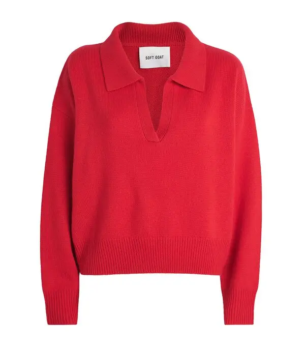 Soft Goat Cashmere Polo Sweater