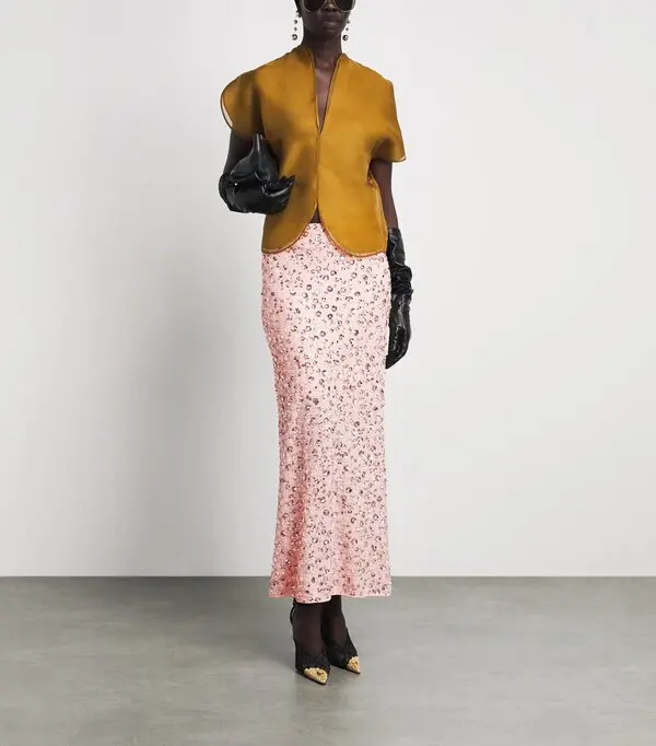 Rabanne Sequin Embellished Floral Midi Skirt