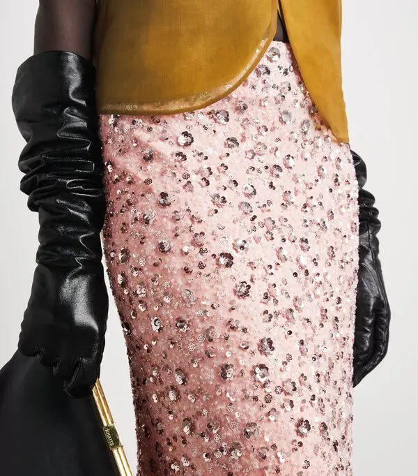 Rabanne Sequin Embellished Floral Midi Skirt