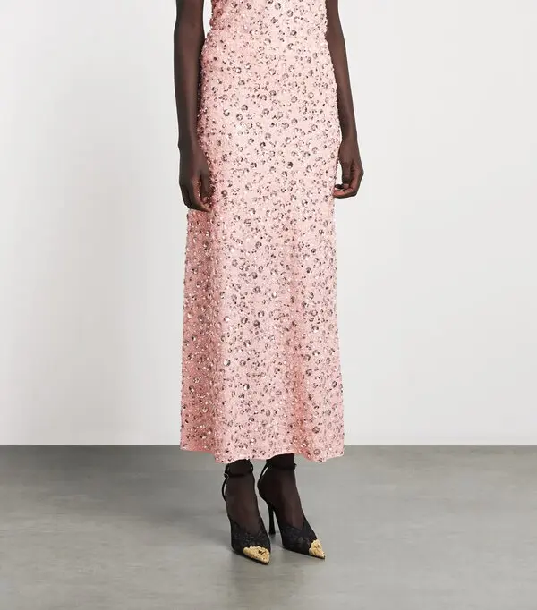 Rabanne Sequin Embellished Floral Midi Skirt