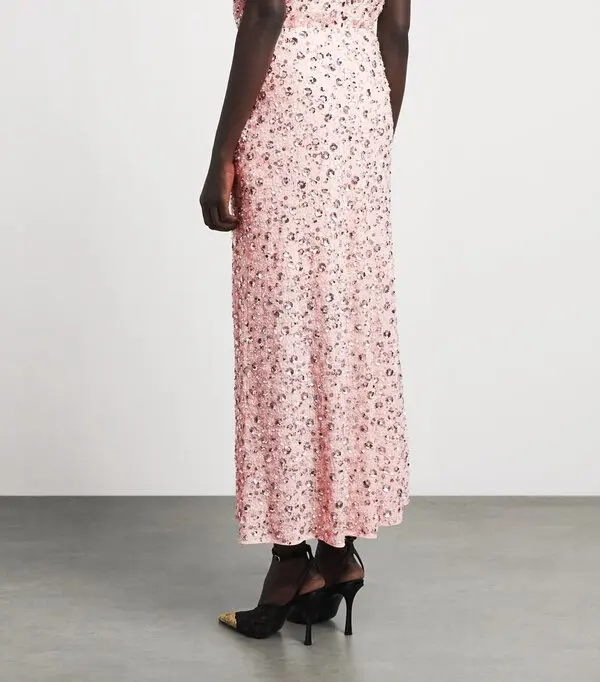 Rabanne Sequin Embellished Floral Midi Skirt
