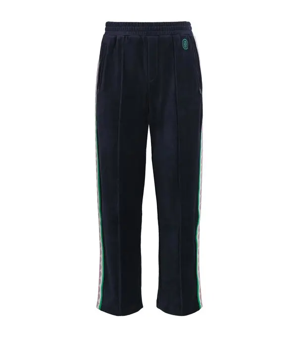 Drole De Monsieur Velour Embroidered Track Sweatpants
