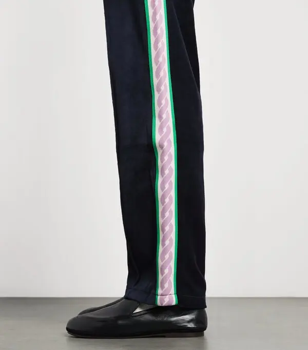 Drole De Monsieur Velour Embroidered Track Sweatpants