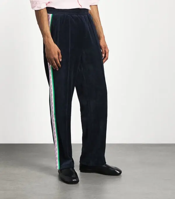 Drole De Monsieur Velour Embroidered Track Sweatpants