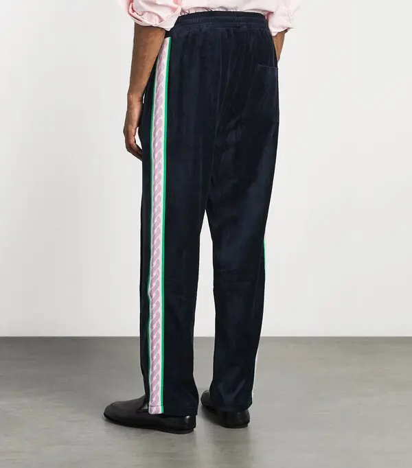 Drole De Monsieur Velour Embroidered Track Sweatpants