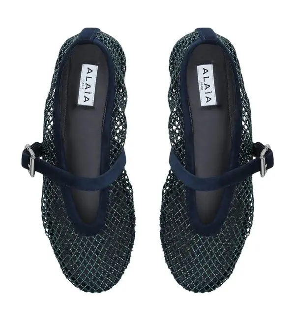Alaïa Embellished Mesh Ballet Flats