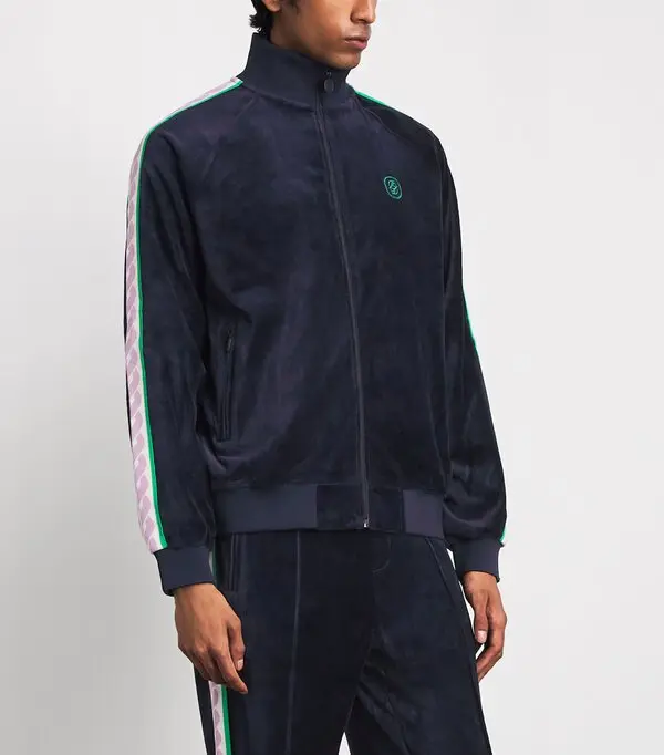 Drole De Monsieur Velour Embroidered Track Jacket