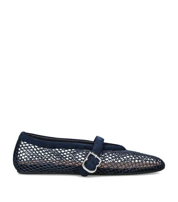 Alaïa Suede Mesh Ballet Flats - Blue