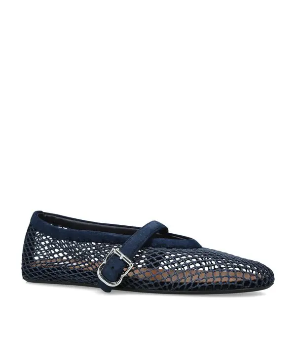 Alaïa Suede Mesh Ballet Flats - Blue
