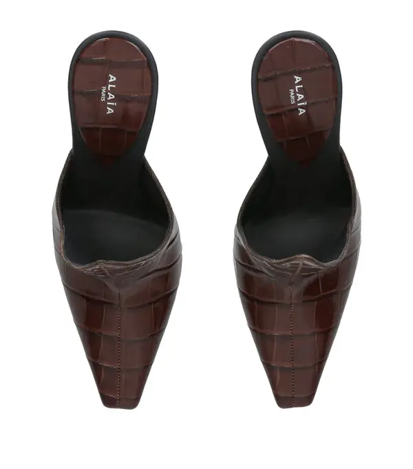 Alaïa Croc-embossed Leather Sculptural Mules 100