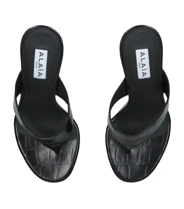 Alaïa Croc-embossed Leather Infra Thong Mules 90