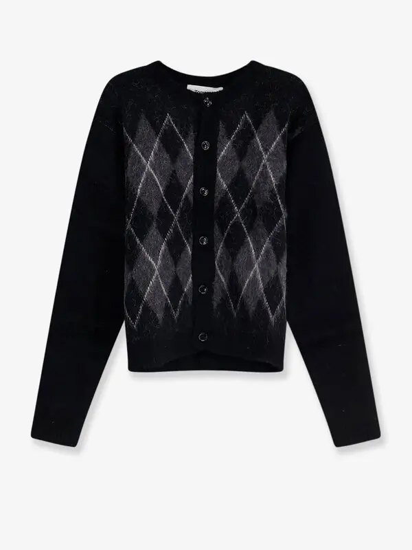 TONYWACK Brushed Argyle Alpaca Blend Cardigan