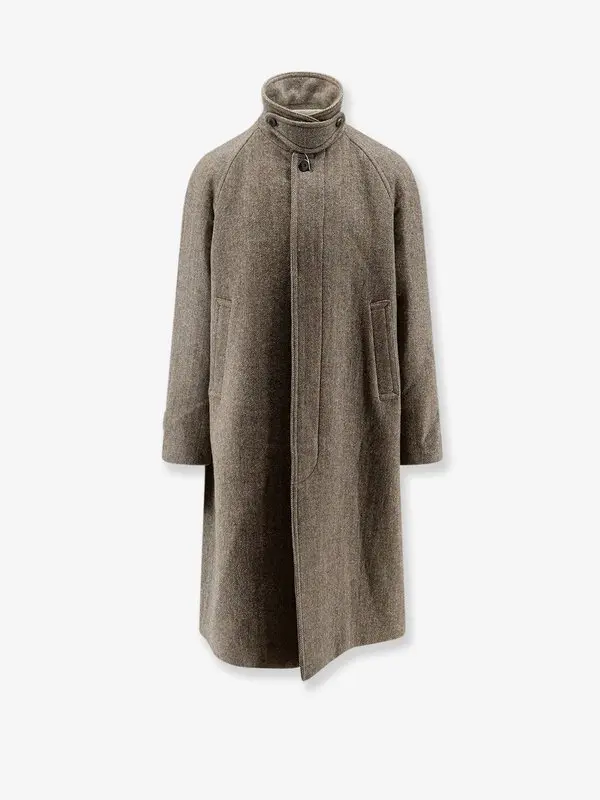 TONYWACK Singlebreasted Wool Coat With A Herringbone Pattern