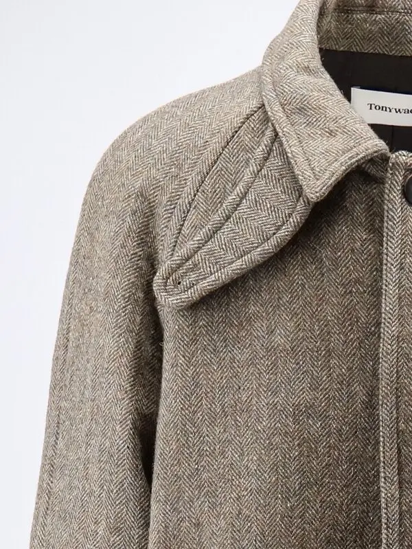 TONYWACK Singlebreasted Wool Coat With A Herringbone Pattern