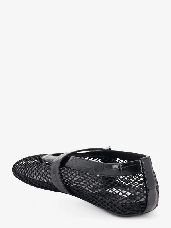 Alaïa Flat Leather Ballerinas With Crocodile Effect - Black