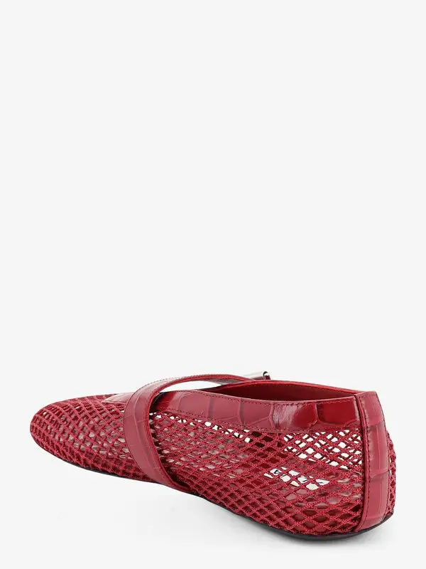 Alaïa Flat Leather Ballerinas With Crocodile Effect - Red