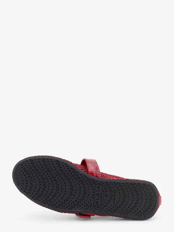 Alaïa Flat Leather Ballerinas With Crocodile Effect - Red
