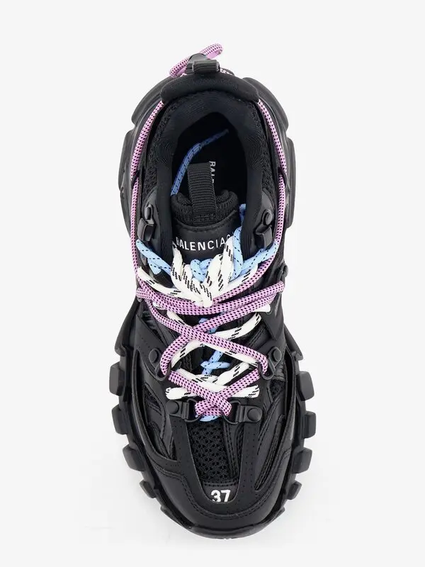 Balenciaga Mesh Track Sneakers With Double Laces - Black