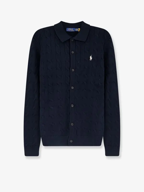 Polo Ralph Lauren Cotton Cardigan With Braided Knit - Blue