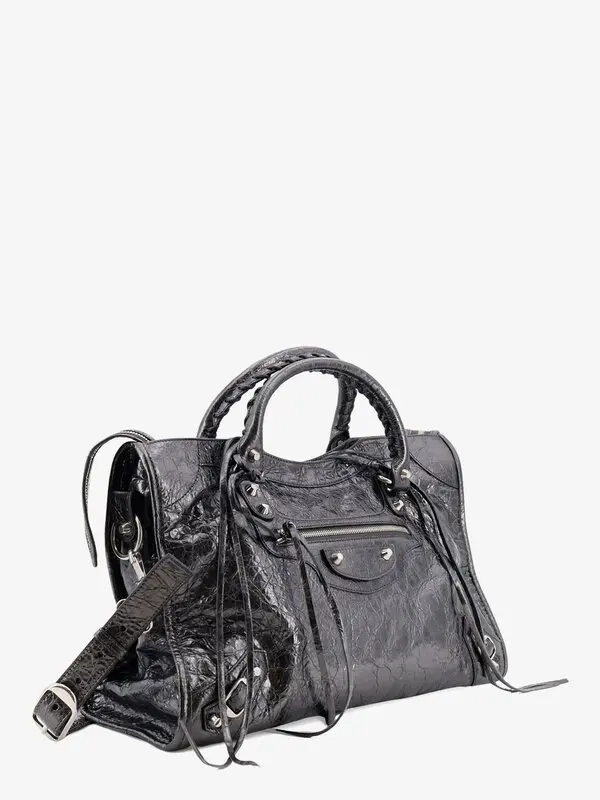 Balenciaga Le City Medium Metallic Leather Handbag