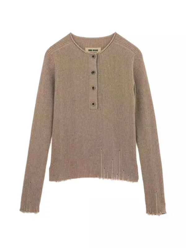 UMA WANG Ribbed-knit Distressed Top