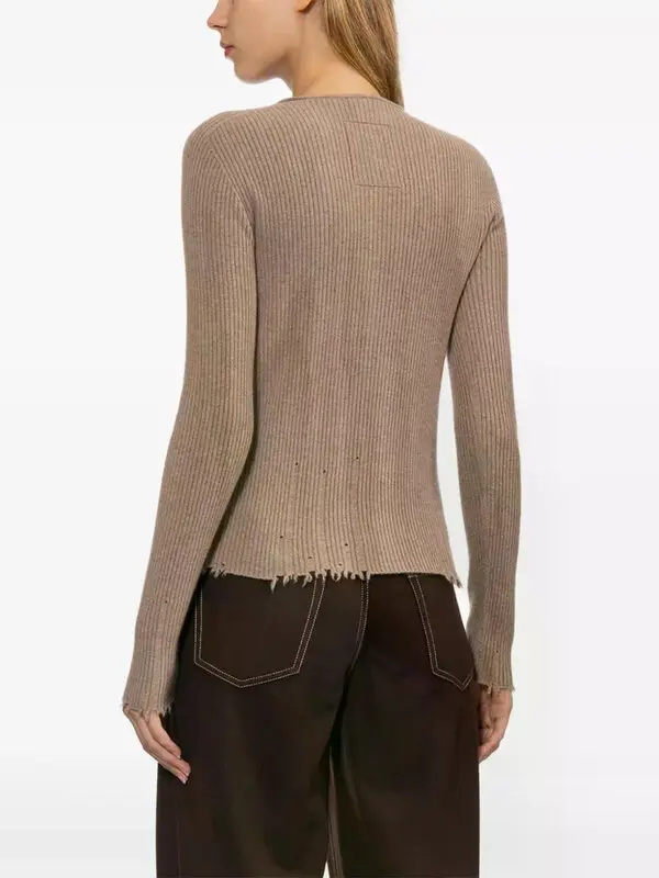 UMA WANG Ribbed-knit Distressed Top