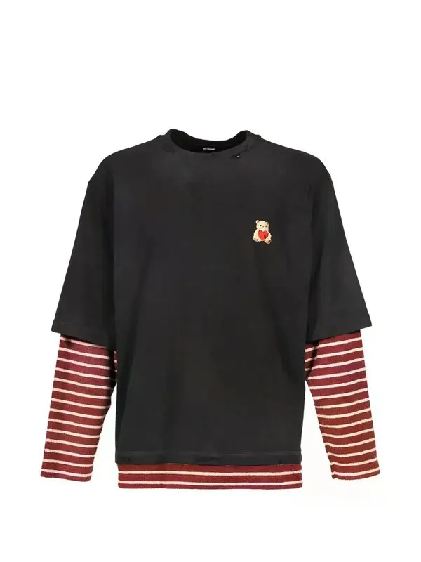 We11Done Heart Teddy Layered-sleeve Bear-patch T-shirt
