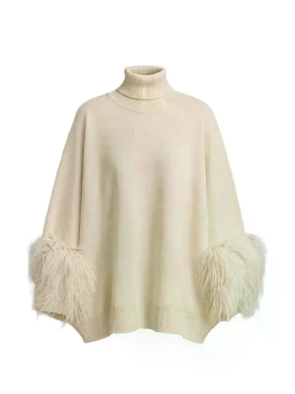 Alberta Ferretti Feather-trim Roll-neck Sweater