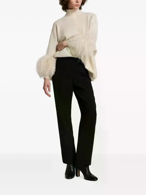 Alberta Ferretti Feather-trim Roll-neck Sweater