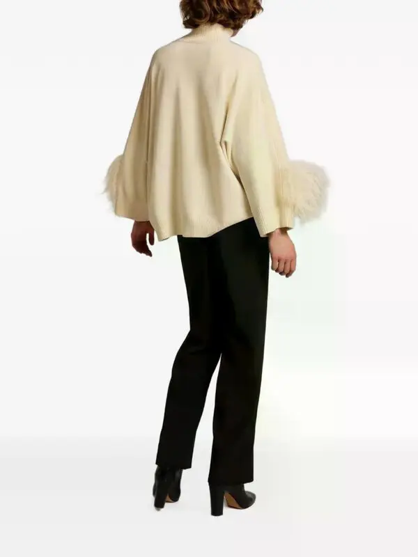 Alberta Ferretti Feather-trim Roll-neck Sweater