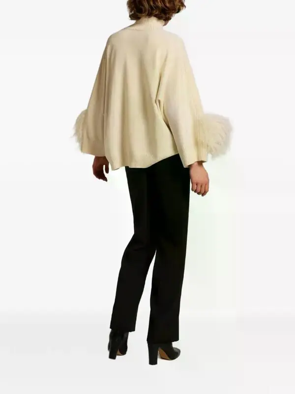 Alberta Ferretti Feather-trim Roll-neck Sweater