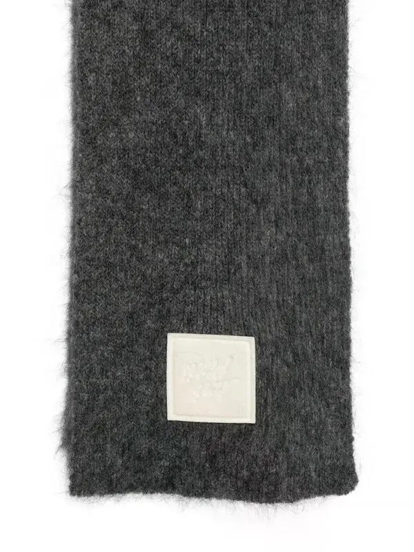 AMI Paris Logo-patch Knitted Scarf