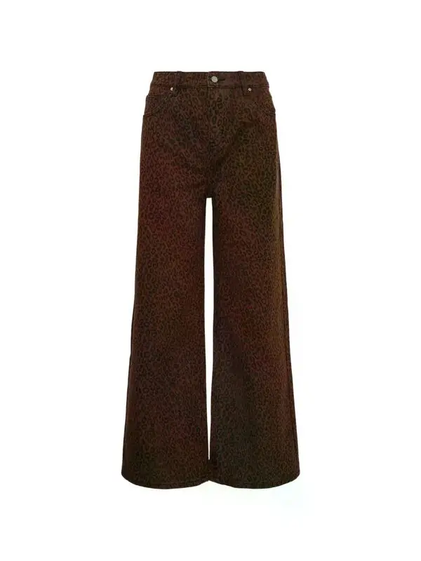 Rally Movement Leopard-print Baggy Jeans - Brown