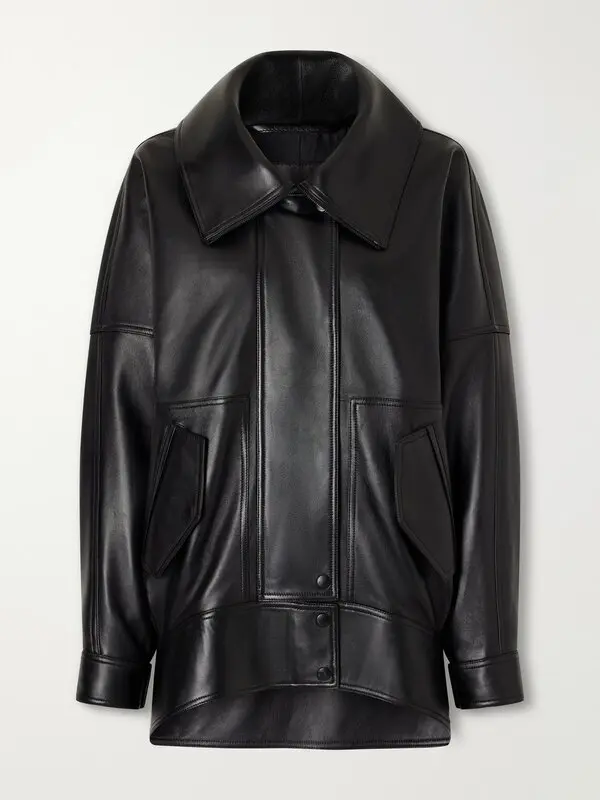 Balenciaga Oversized Paneled Leather Biker Jacket