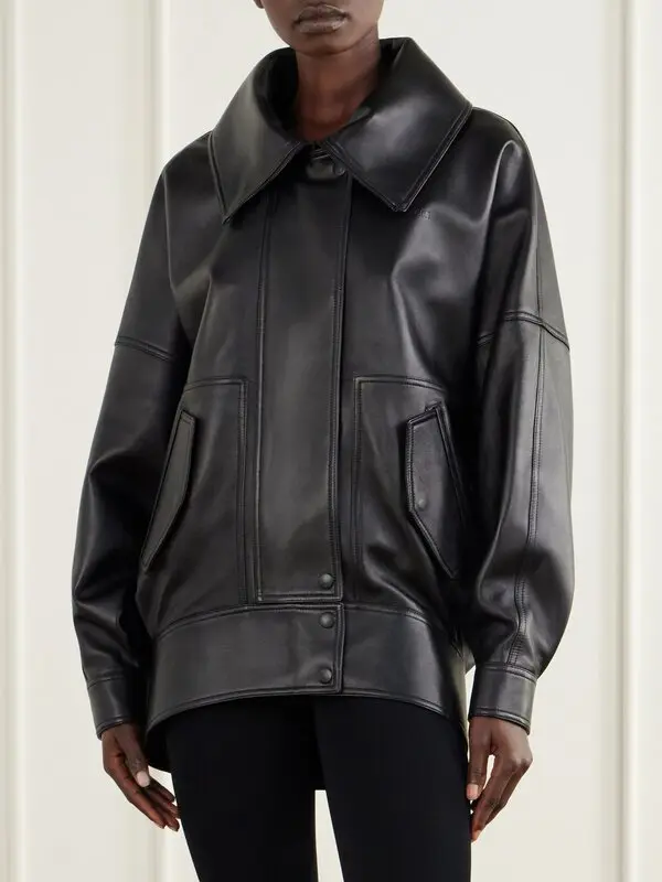 Balenciaga Oversized Paneled Leather Biker Jacket