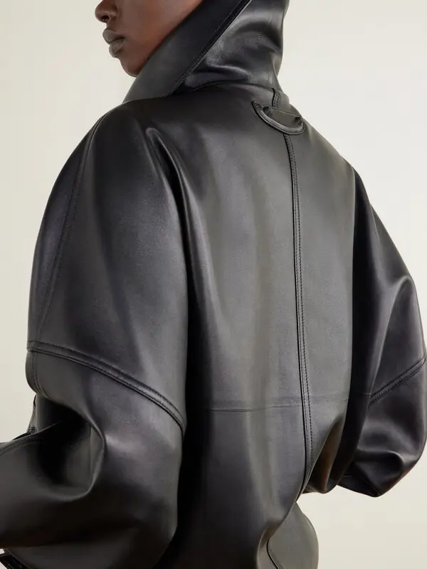 Balenciaga Oversized Paneled Leather Biker Jacket