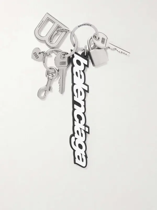 Balenciaga Paloma Leather And Silver- And Gold-tone Keyring - Black